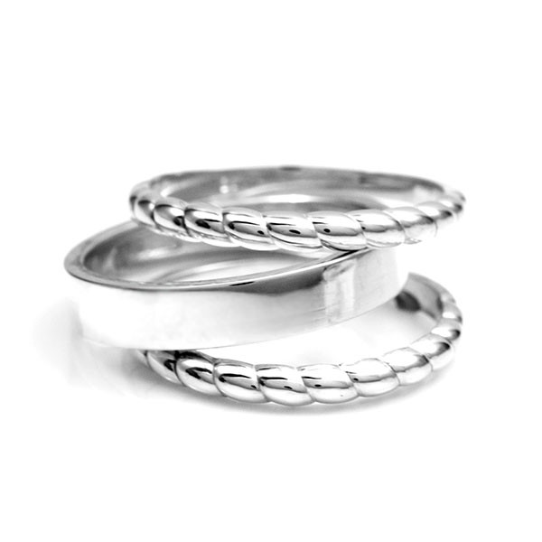 4mm Sterling Silver Stackable Engraved Rings